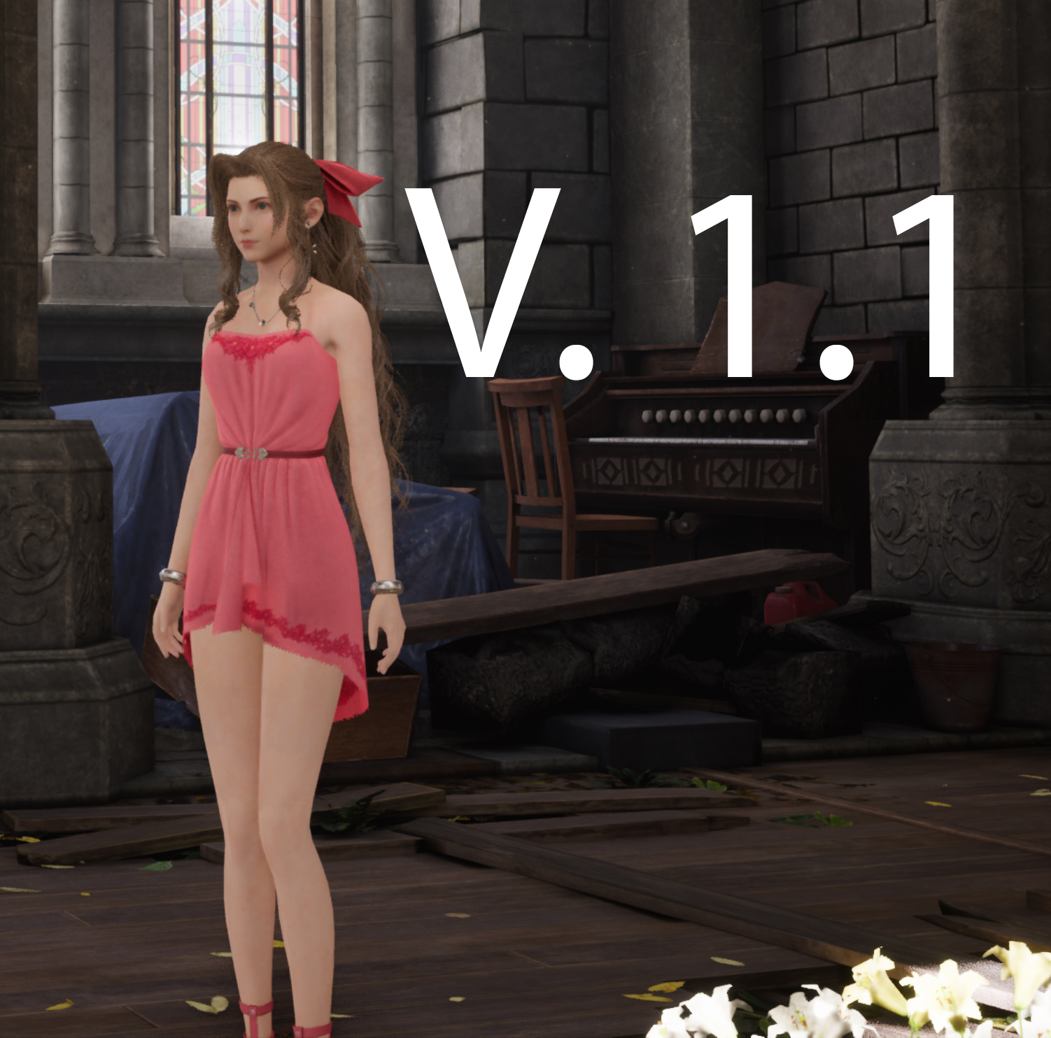Shorter Ordinary Dress for Aerith - Final Fantasy VII Remake Mods