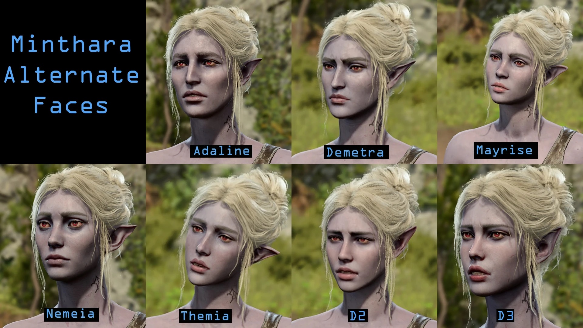 Minthara Alternate Faces Baldurs Gate 3 Mods